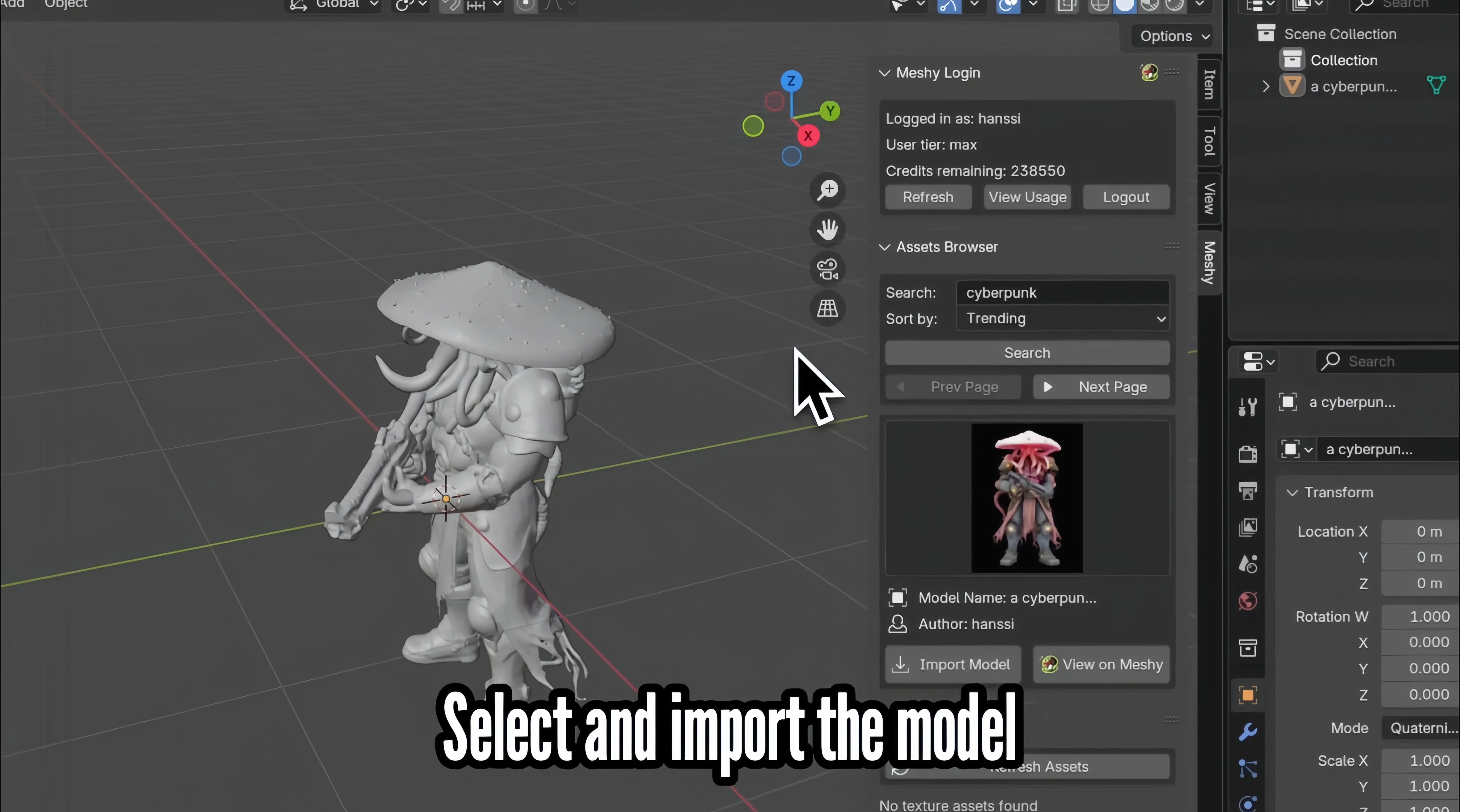 How To Import Models Into Blender Using The Meshy Plugin 2025 Tutorial
