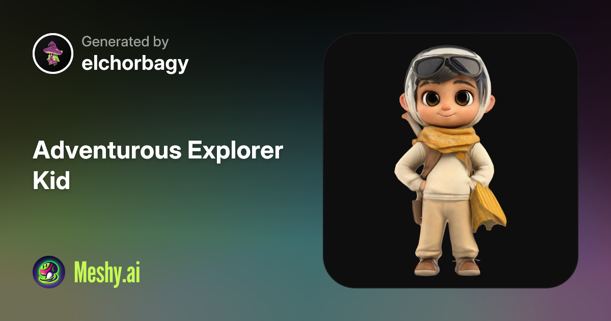 "Adventurous Explorer Kid" - Download free 3D models generated with Meshy AI by @elchorbagy