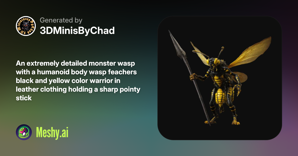 "An extremely detailed monster wasp with a humanoid body wasp feachers ...