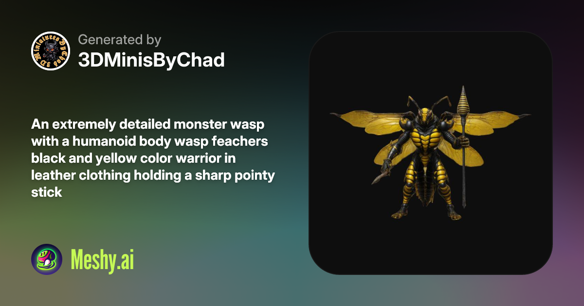 "An extremely detailed monster wasp with a humanoid body wasp feachers ...