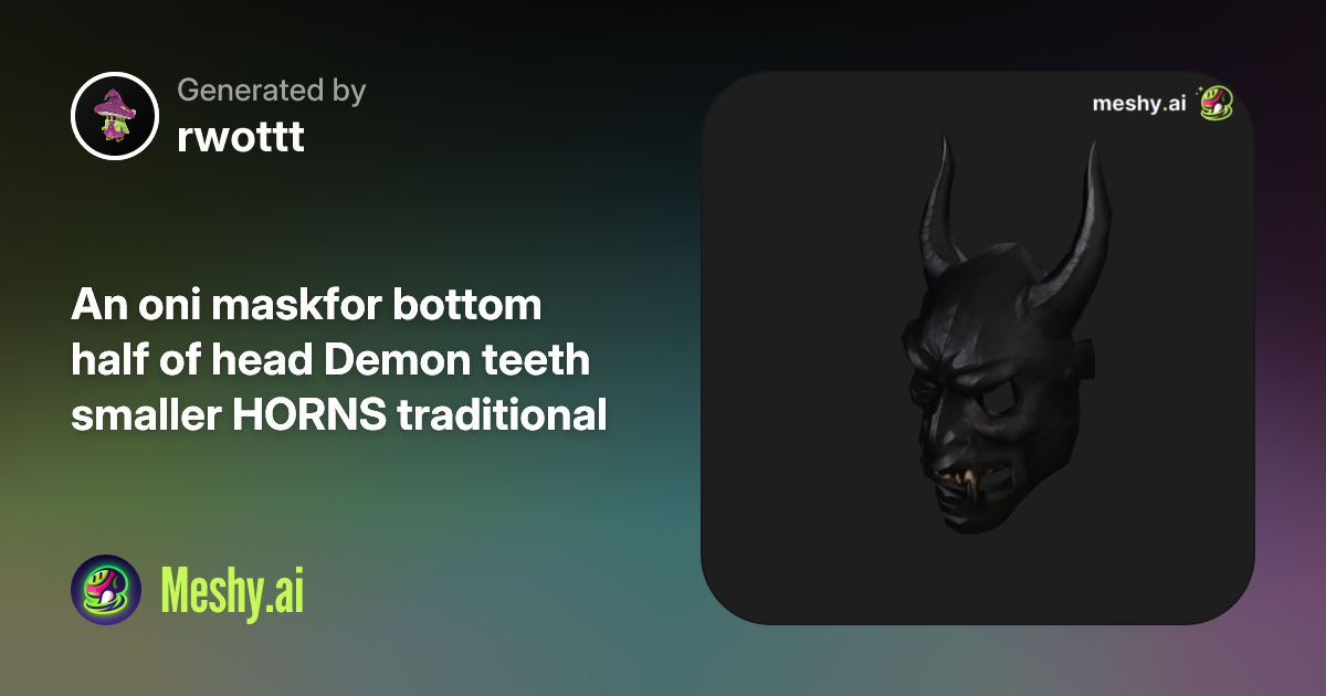 "An oni maskfor bottom half of head Demon teeth smaller HORNS ...