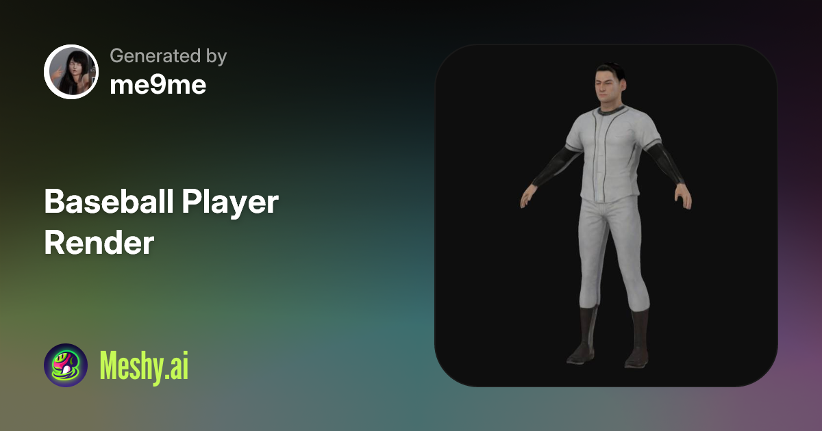 "Baseball Player Render" - Download free 3D models generated with Meshy ...
