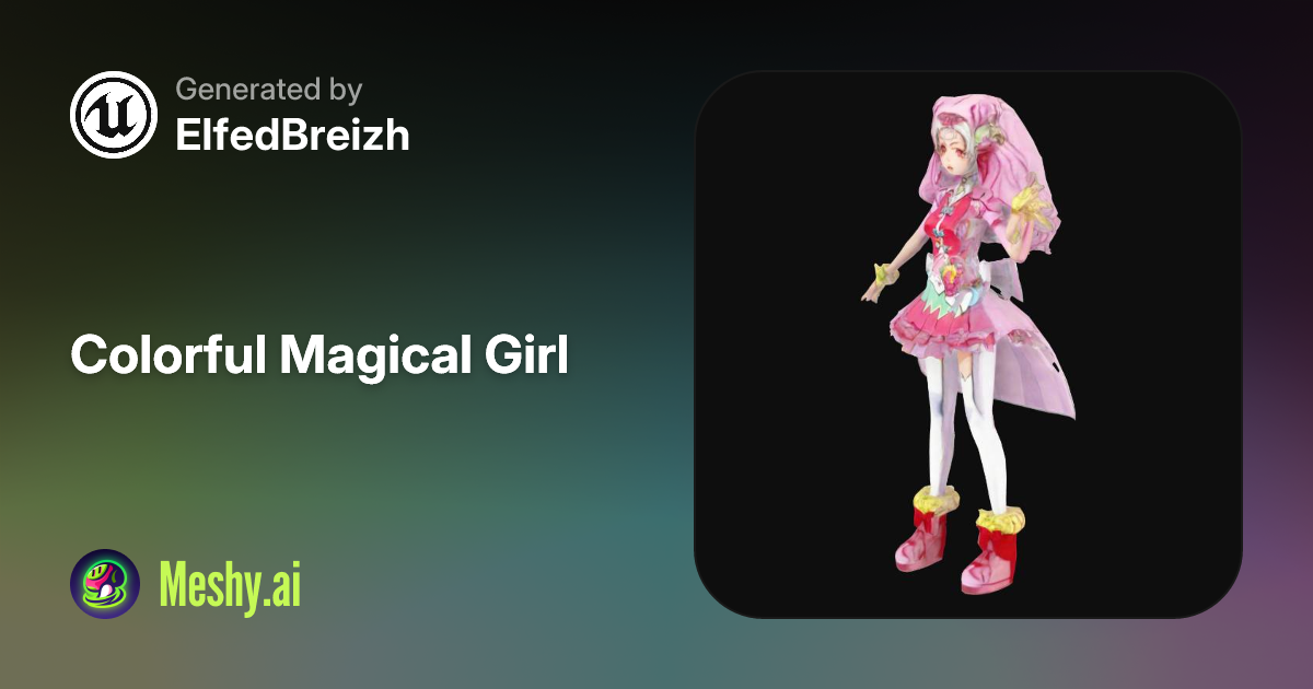 "Colorful Magical Girl" - Download free 3D models generated with Meshy ...