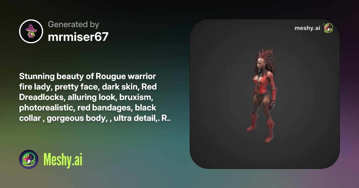 "Stunning beauty of Rougue warrior fire lady, pretty face, dark skin ...