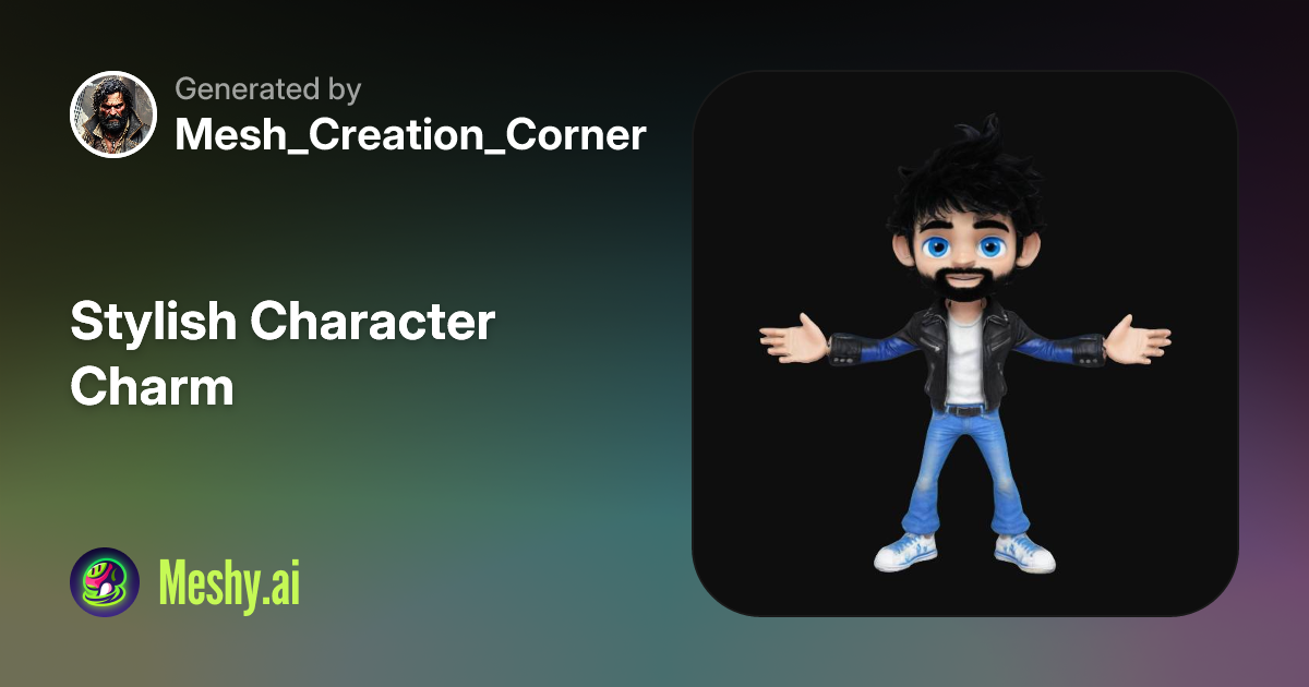 "Stylish Character Charm" - Download free 3D models generated with Meshy AI by @Meshy_Creation ...