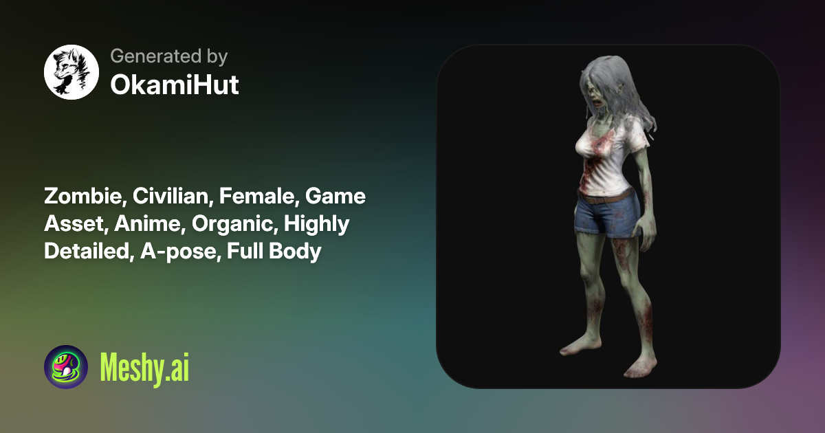 "Zombie, Civilian, Female, Game Asset, Anime, Organic, Highly Detailed ...