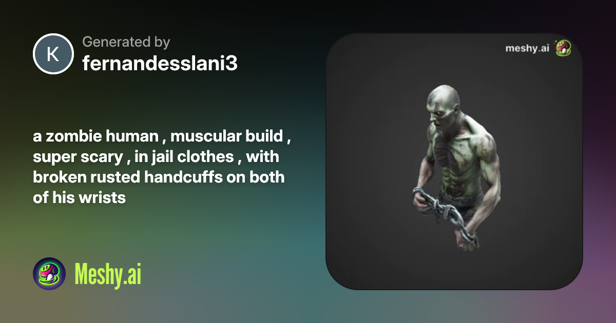 "a zombie human , muscular build , super scary , in jail clothes , with ...