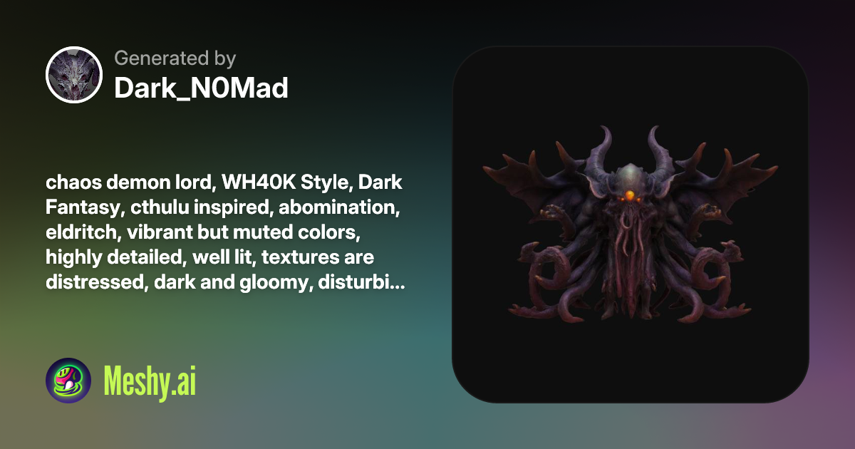 "chaos demon lord, WH40K Style, Dark Fantasy, cthulu inspired ...