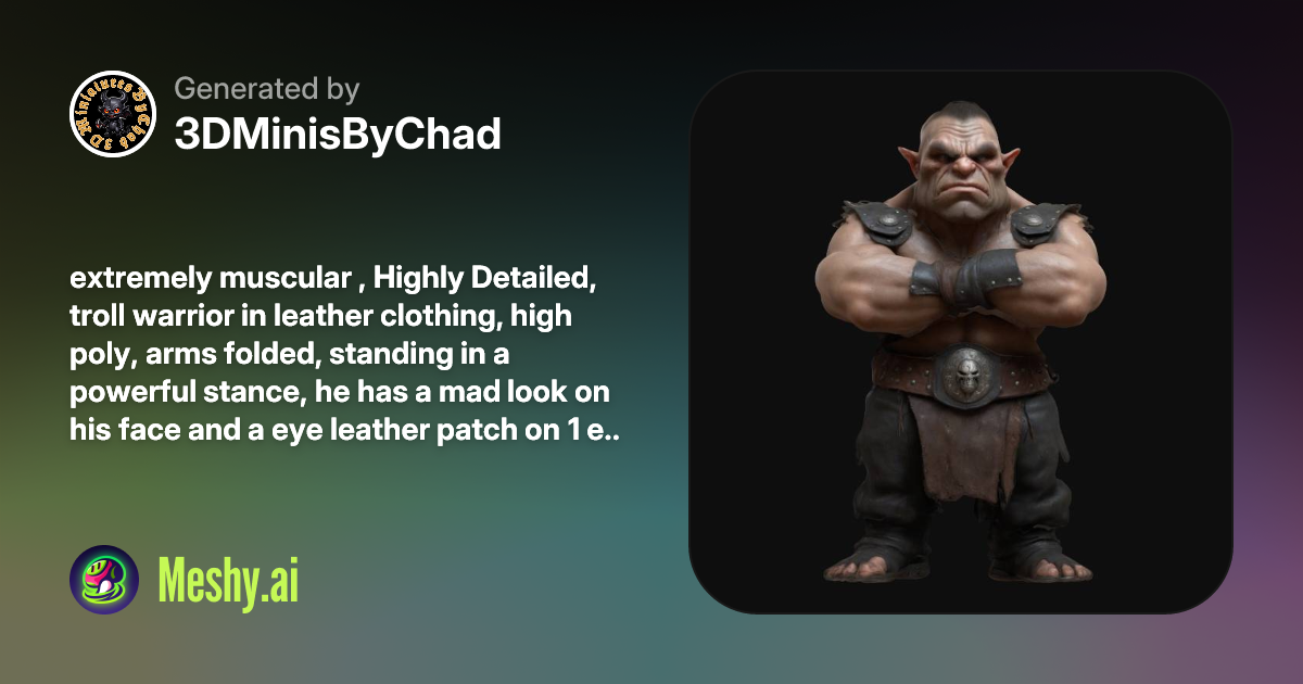 "extremely muscular , Highly Detailed, troll warrior in leather ...