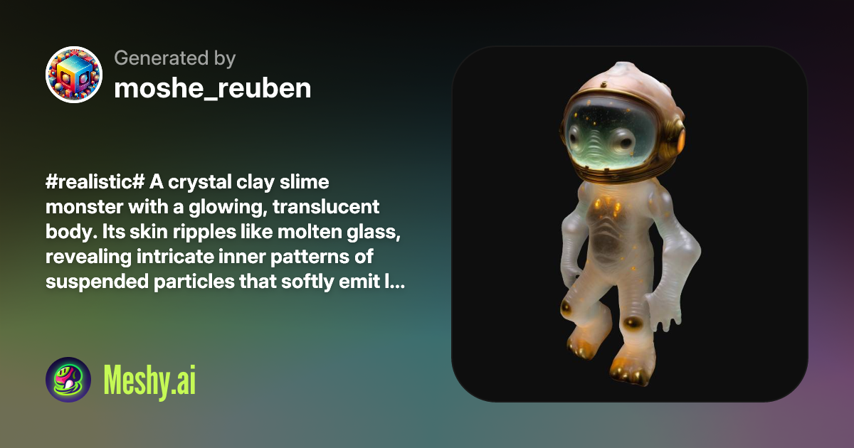 "#realistic# A crystal clay slime monster with a glowing, translucent ...